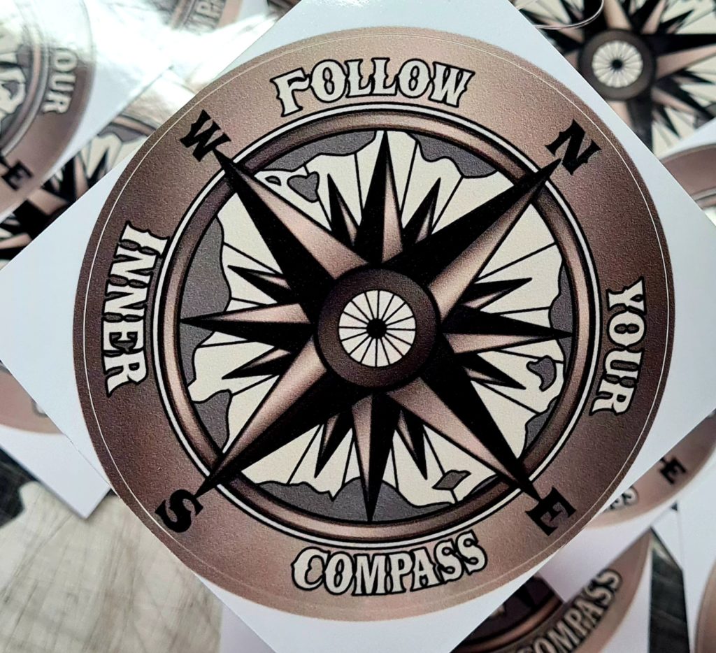 Sticker - "Follow your inner compass" | Artii Moto Customs